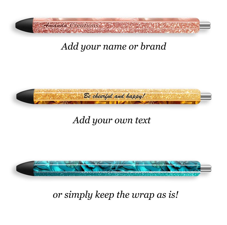 3D Pen Wrap Sublimation Designs, Flowers and Glitter Pen Wraps, 15 ...
