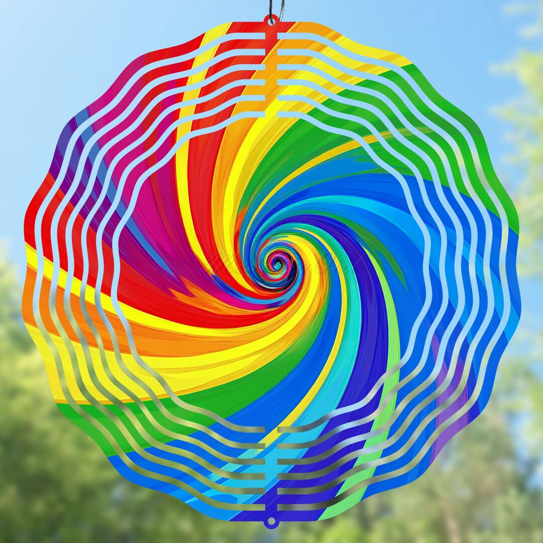 Rainbow Swirl Wind Spinner PNG, Groovy Windspinner PNG, Colorful Wind ...