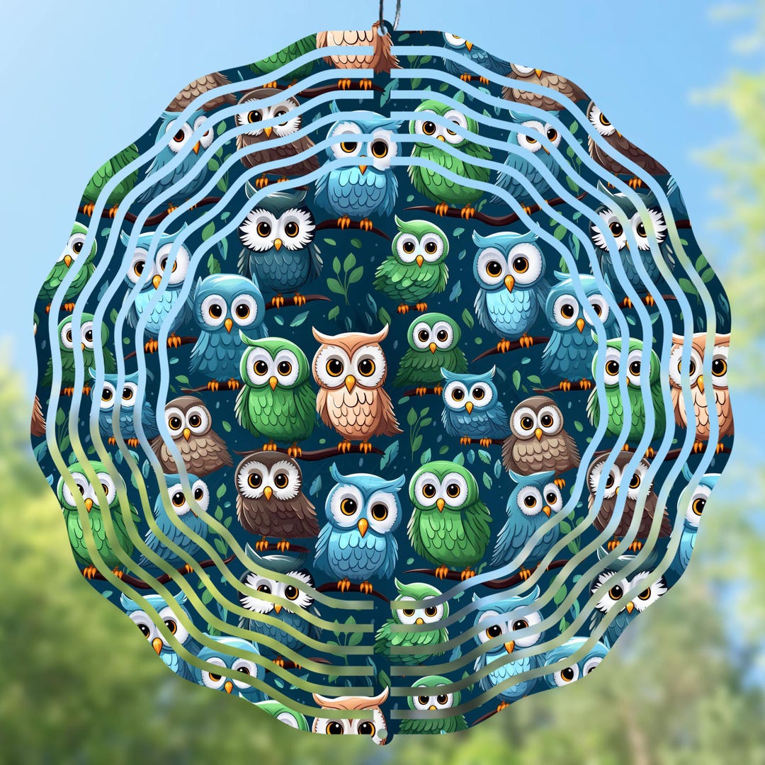 Owls Wind Spinner PNG, Funny Little Owls Wind Spinner Design, Square ...