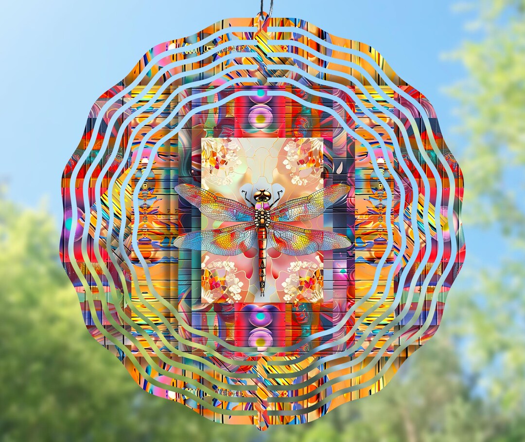 Dragonfly Wind Spinner Sublimation Design, Colorful Insect Art (PNG ...