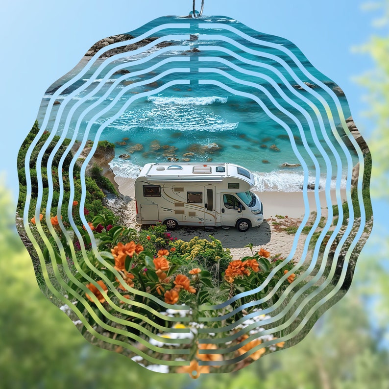 Seaside Wind Spinner PNG, RV Camper Wind Spinner Sublimation Design ...