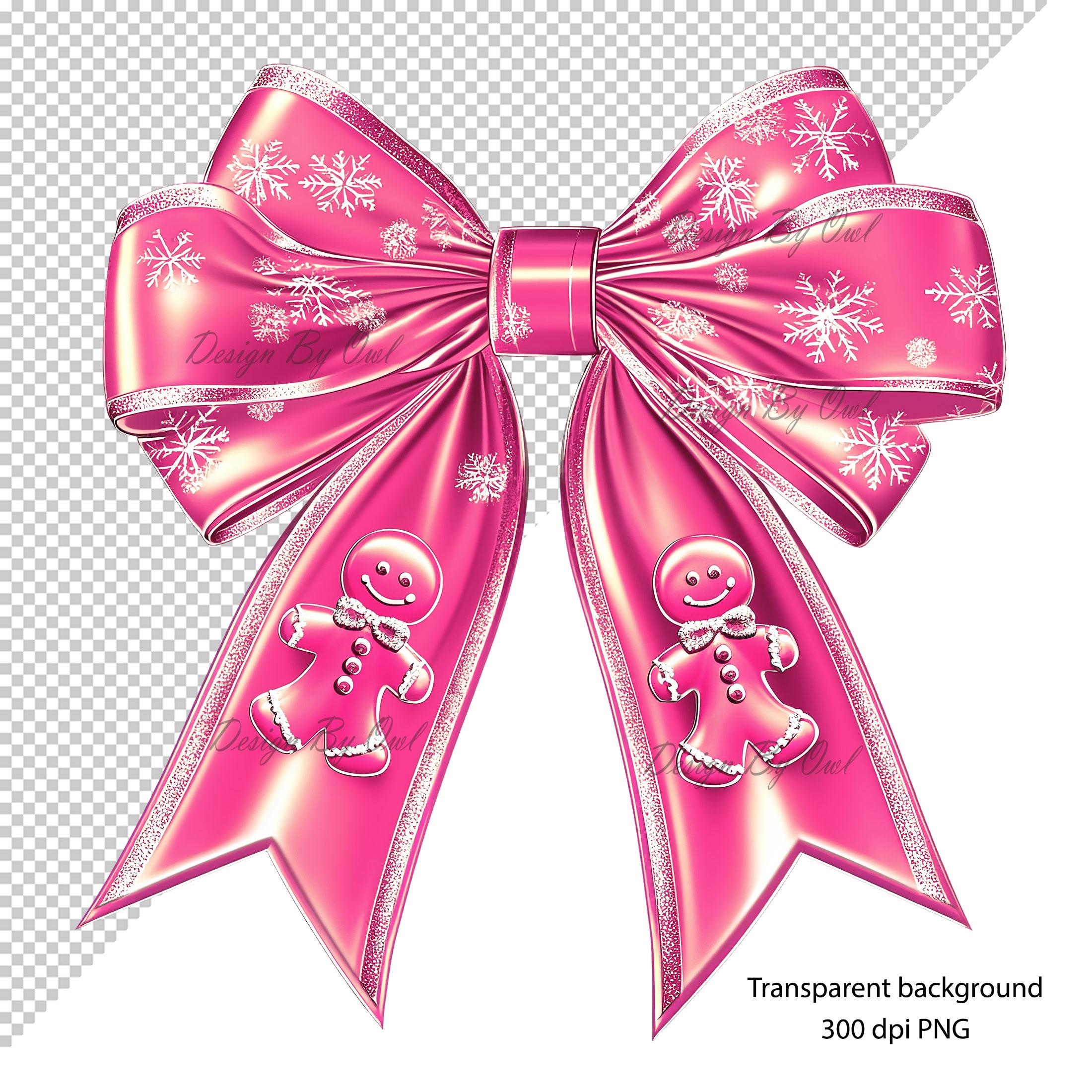 Pink Christmas Bow Clipart PNG, Festive Pink Ribbon Bow, Snowflake ...