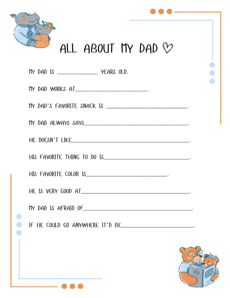 Father's Day Activity Pack Father's Day Craft Digital Download - Etsy