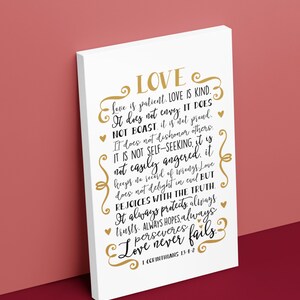 Bible Verse Wall Art, Wrapped Canvas, Christian Home Decor, Love is ...
