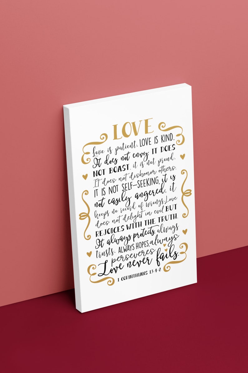 Bible Verse Wall Art, Wrapped Canvas, Christian Home Decor, Love is ...