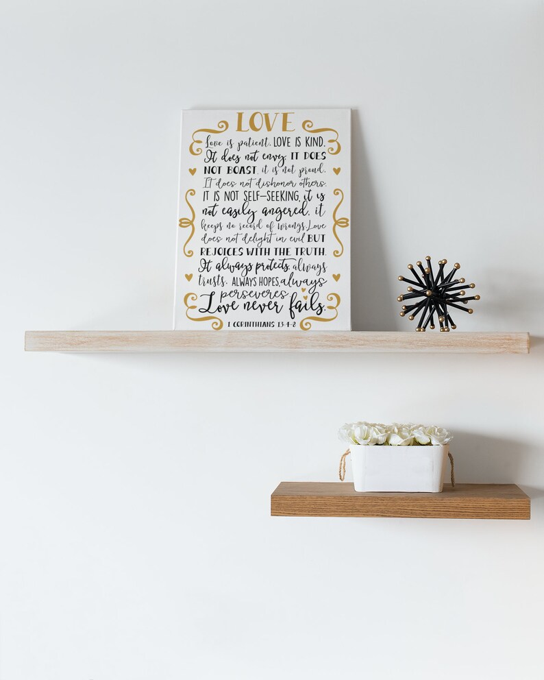 Bible Verse Wall Art, Wrapped Canvas, Christian Home Decor, Love is ...