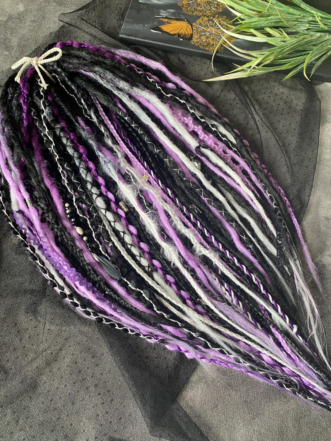Lilac White and Black Ombre Dreadlocks 24-inch Extensions for Colorful ...