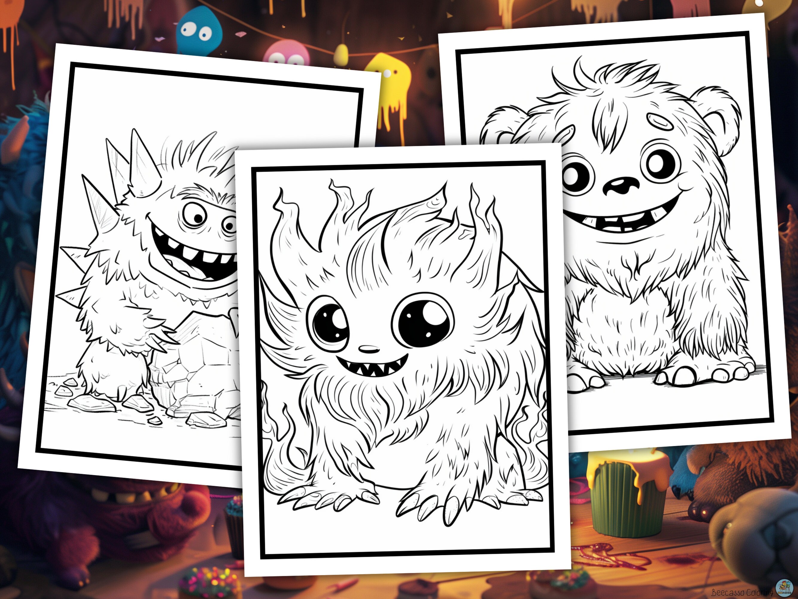 Cute Monsters Coloring Pages 50 Designs for Kids, Adorable Creatures ...