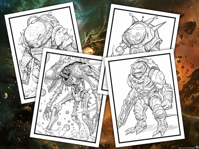 Space Monster Coloring Pages - 50 Designs for Adults and Teens, Sci-fi ...
