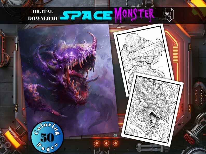 Space Monster Coloring Pages - 50 Designs for Adults and Teens, Sci-fi ...