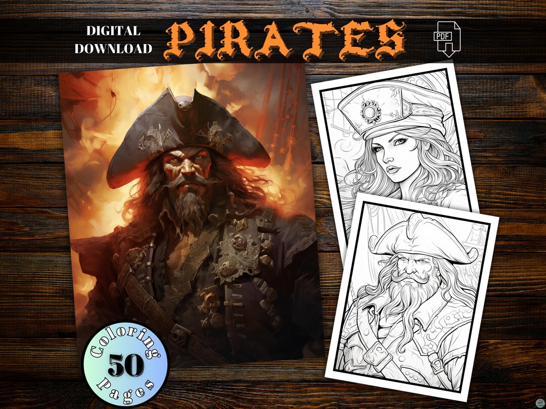 Pirates Coloring Pages for Adults & Kids - 50 Printable Designs Ships ...