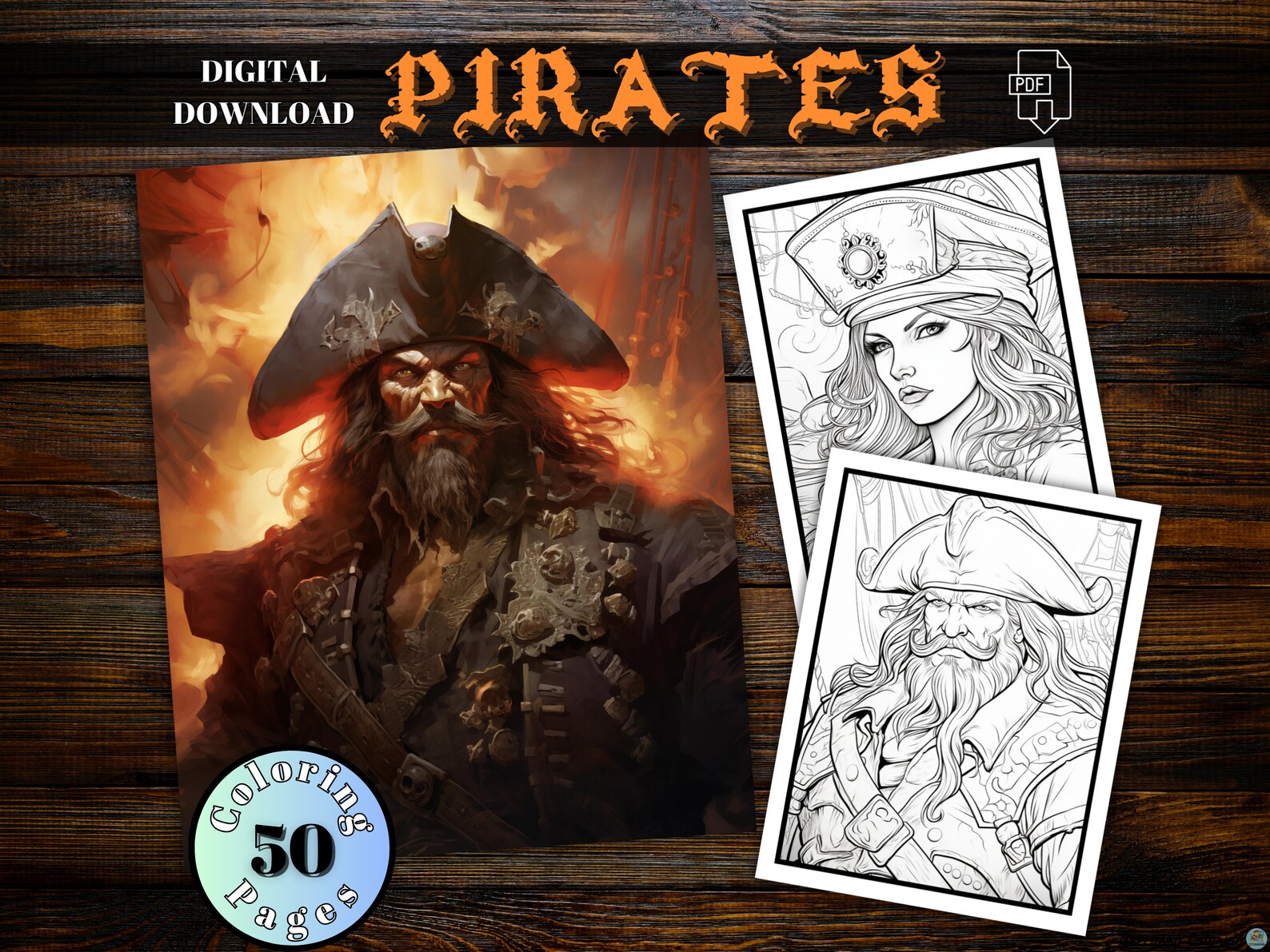 Pirates Coloring Pages for Adults & Kids - 50 Printable Designs Ships ...
