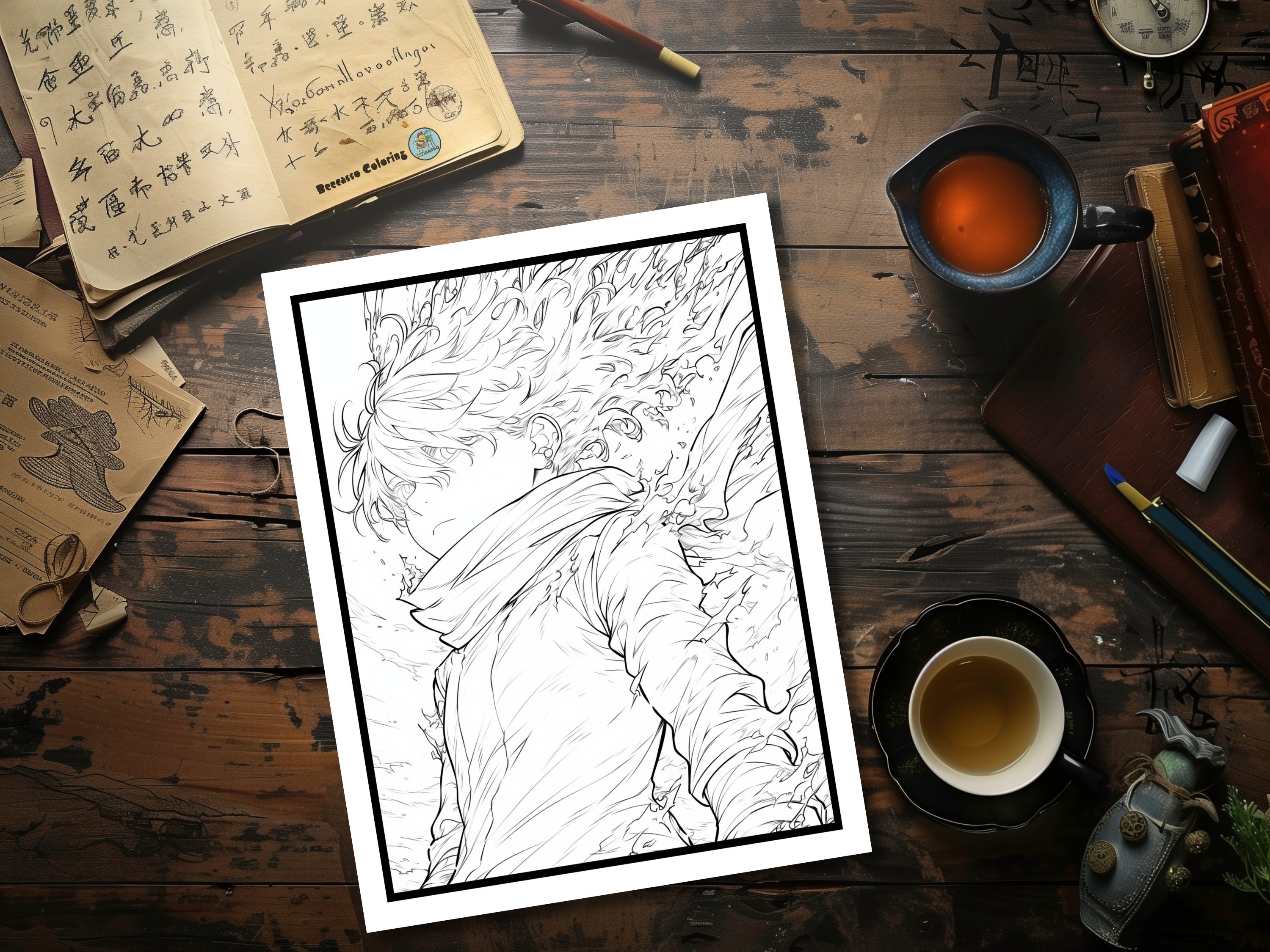 Manga Heroes Coloring Pages 50 Designs for Adults and Kids, Anime ...