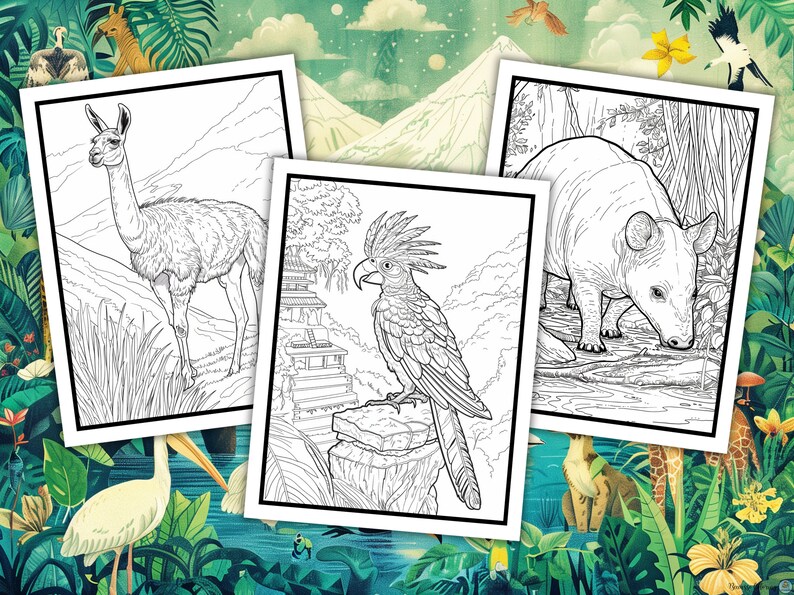 Wildlife South America Coloring Pages for Adults & Kids 60 Animal ...
