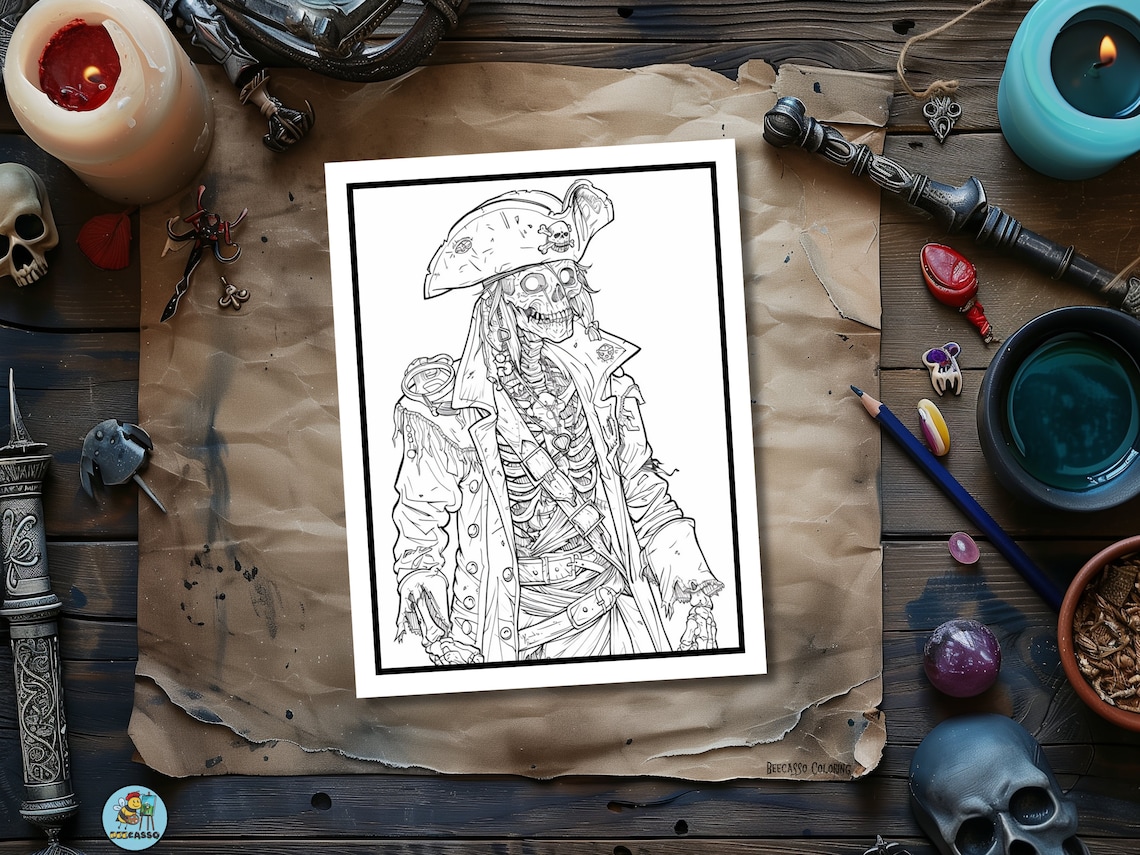 Zombie Pirates Coloring Pages for Adults & Teens 50 Horror Undead ...