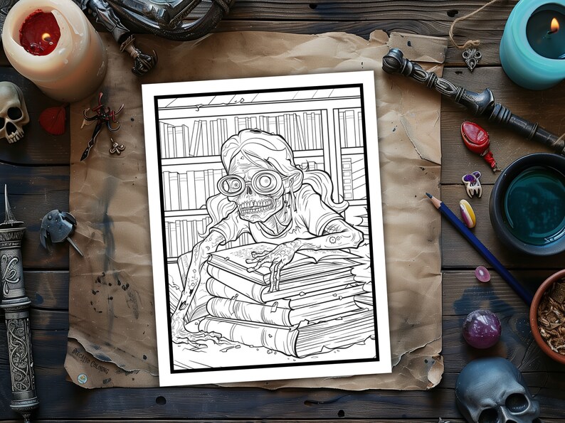 Zombie School Coloring Pages for Adults & Teens 50 Horror Designs ...