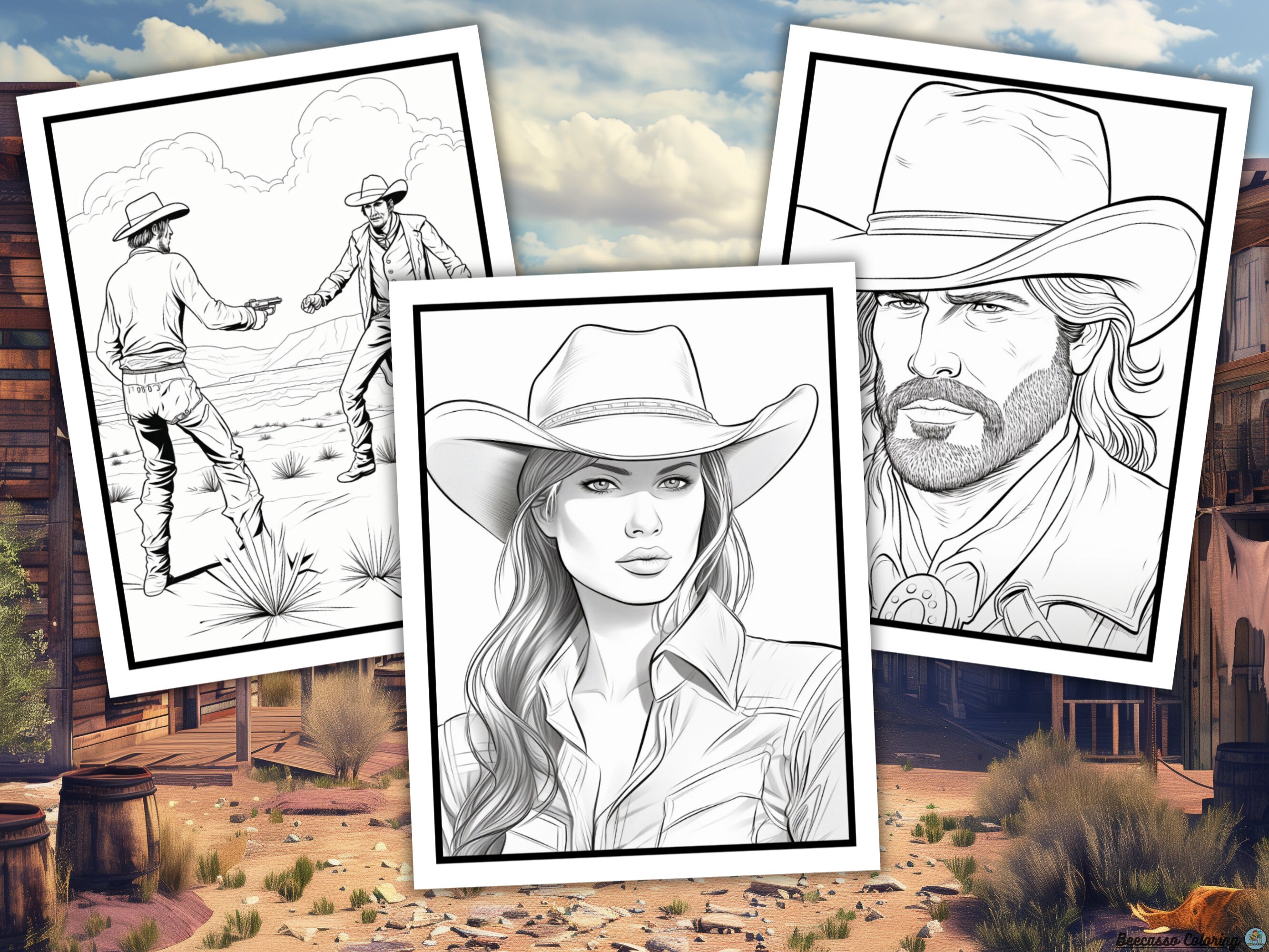 Cowboys Coloring Pages for Adults & Kids - 50 Western-themed Designs ...