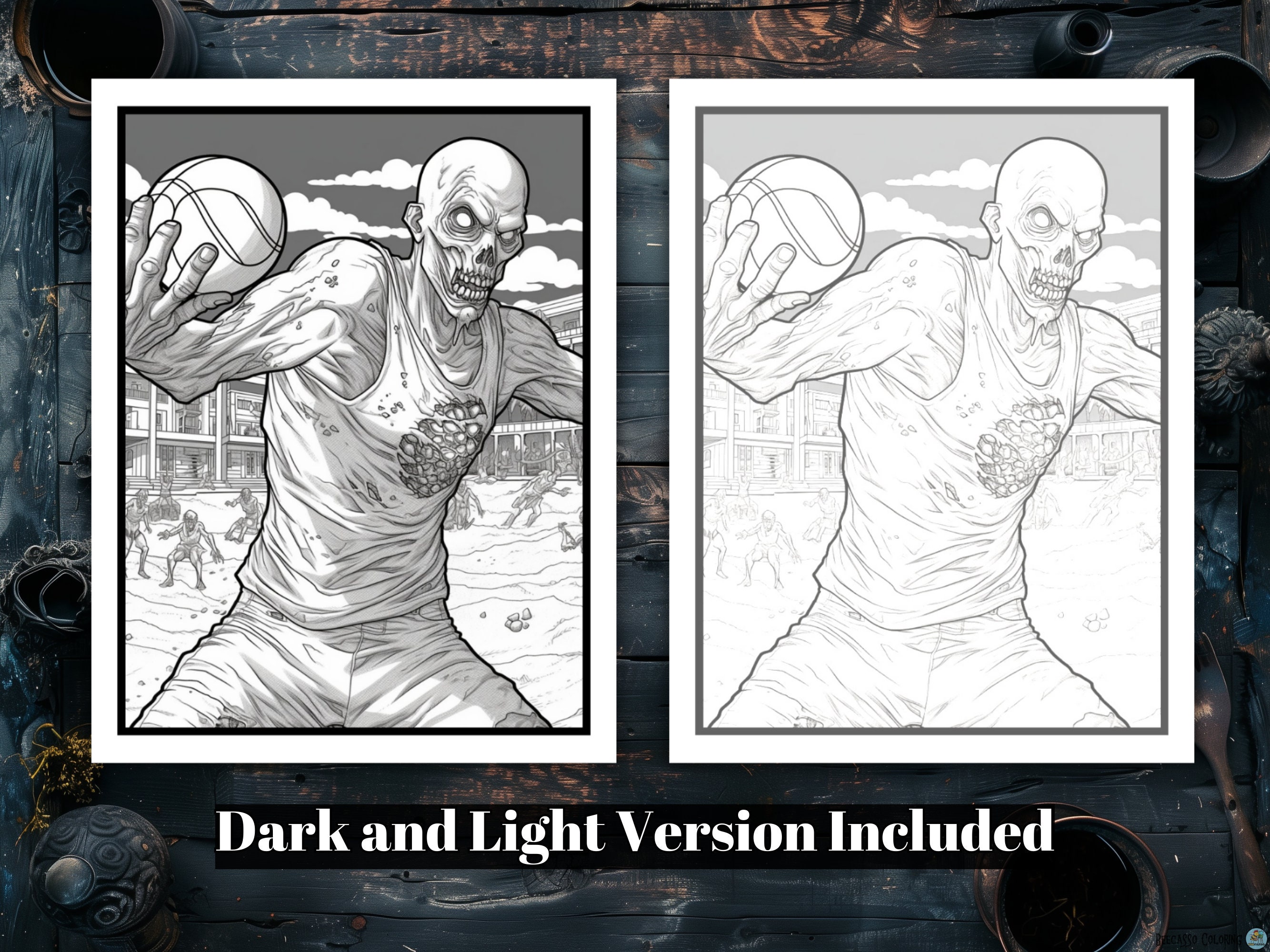 Zombie Sports Coloring Pages for Adults and Teens: 50 Horror and Undead ...