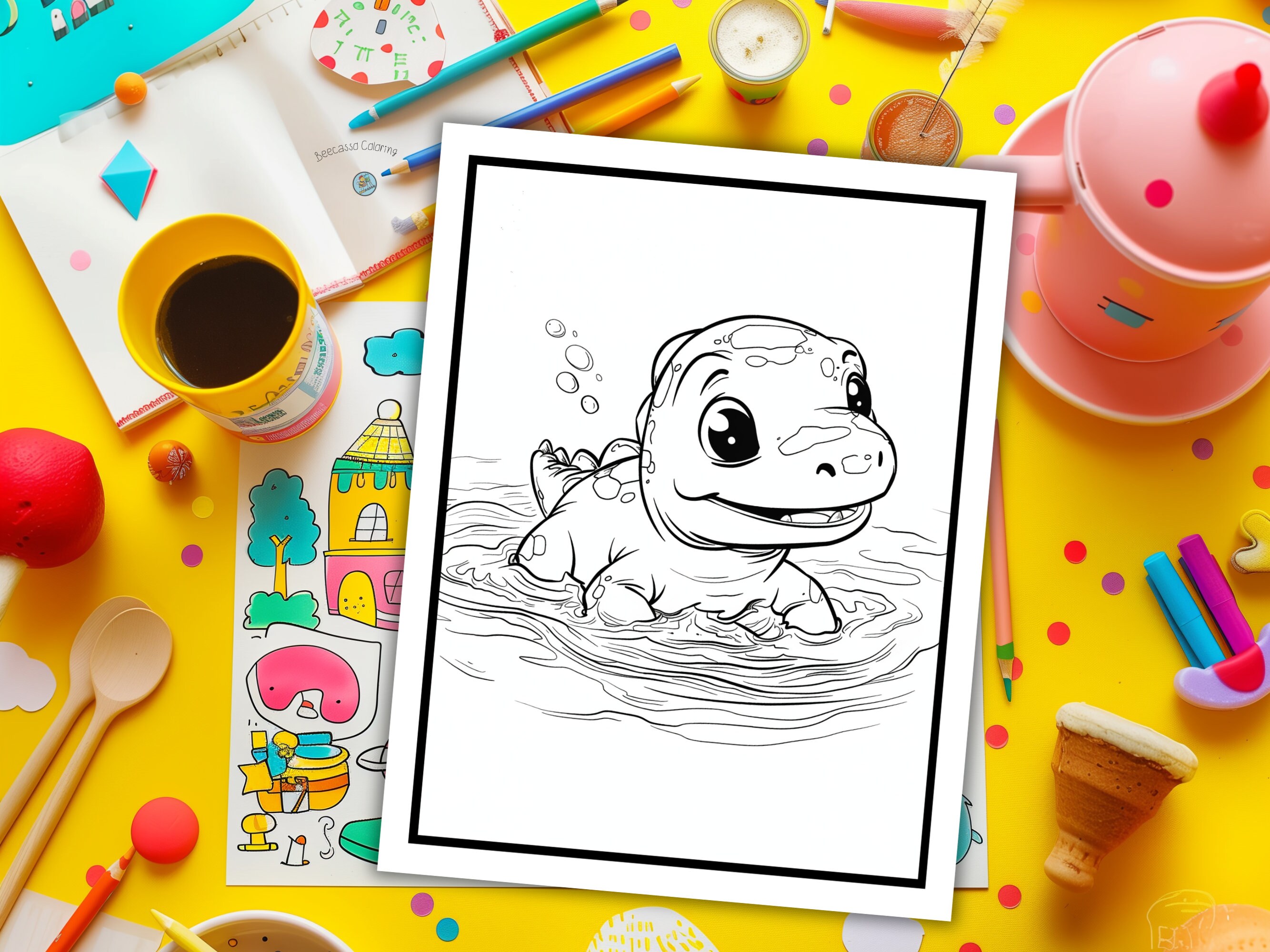 Cute Dinosaurs Coloring Pages 50 Designs for Kids, Adorable Creatures ...