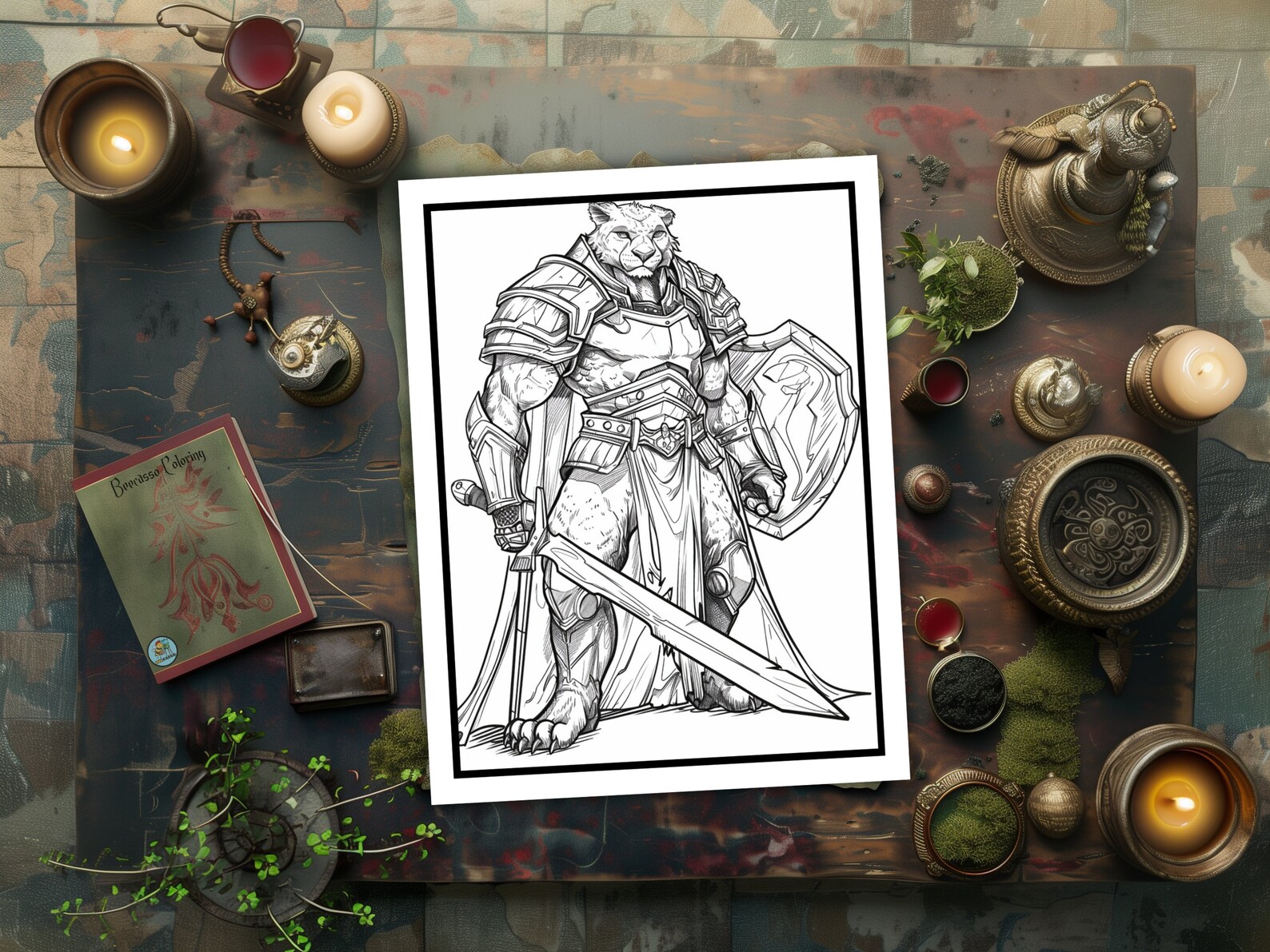 Animal Knights Coloring Pages for Adults & Kids - 50 Medieval Fantasy ...