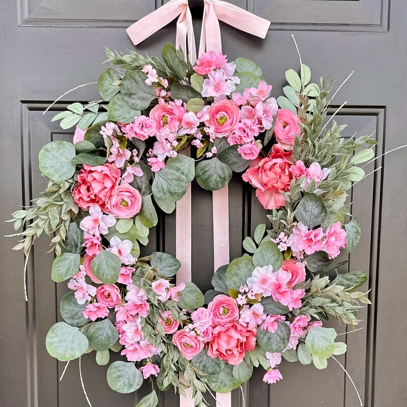 Pink Spring Wreath - Etsy