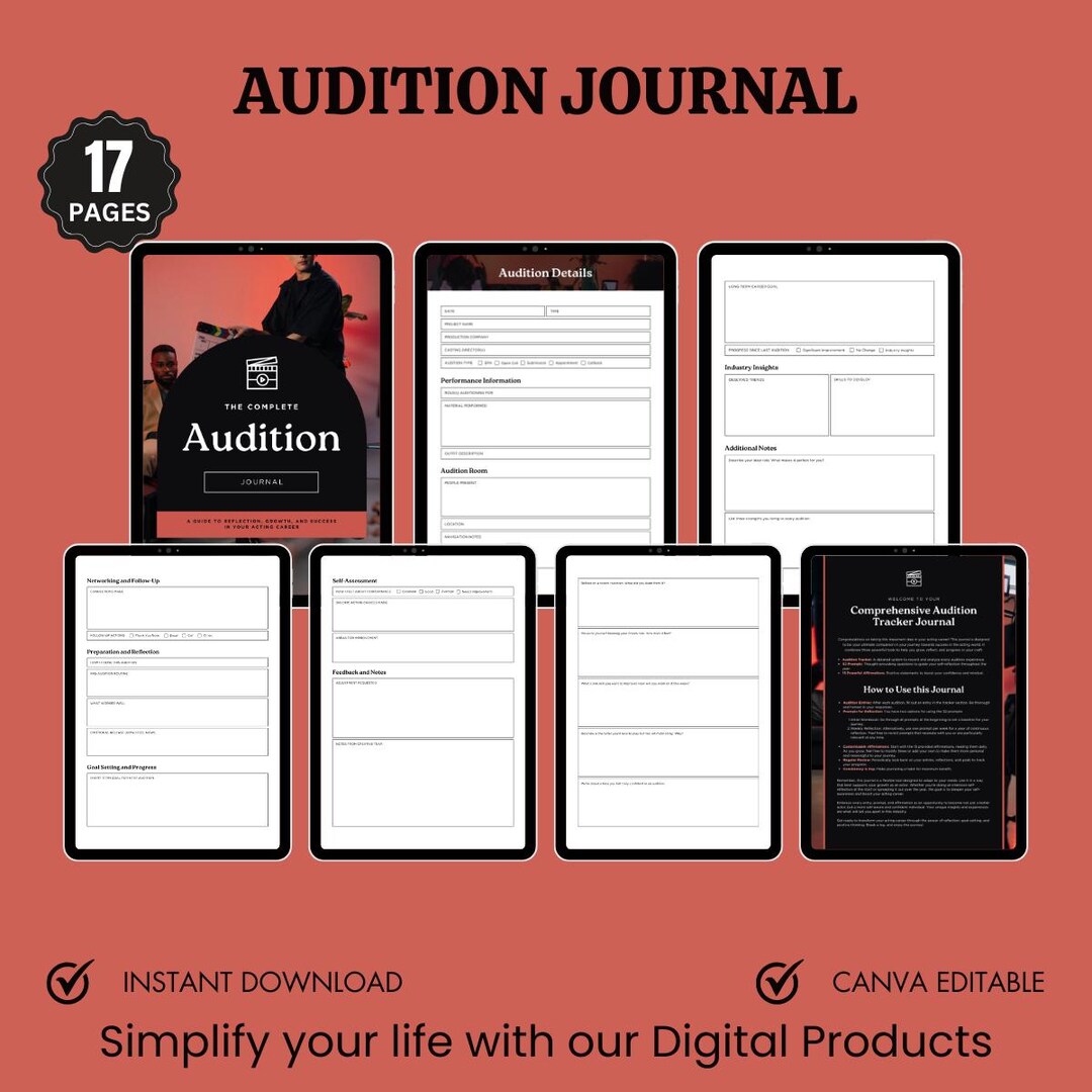 Audition Journal Canva Template, Dancer Practice Journal, Music Journal ...