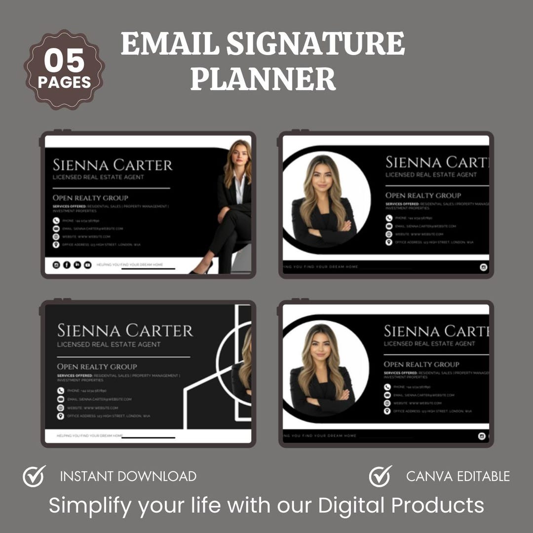 Email Signature Photo Template, Business Signature, Customizable Real ...