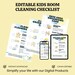 Editable Kids Room Checklist, Floor Cleaning Card, Kids Chore Chart ...