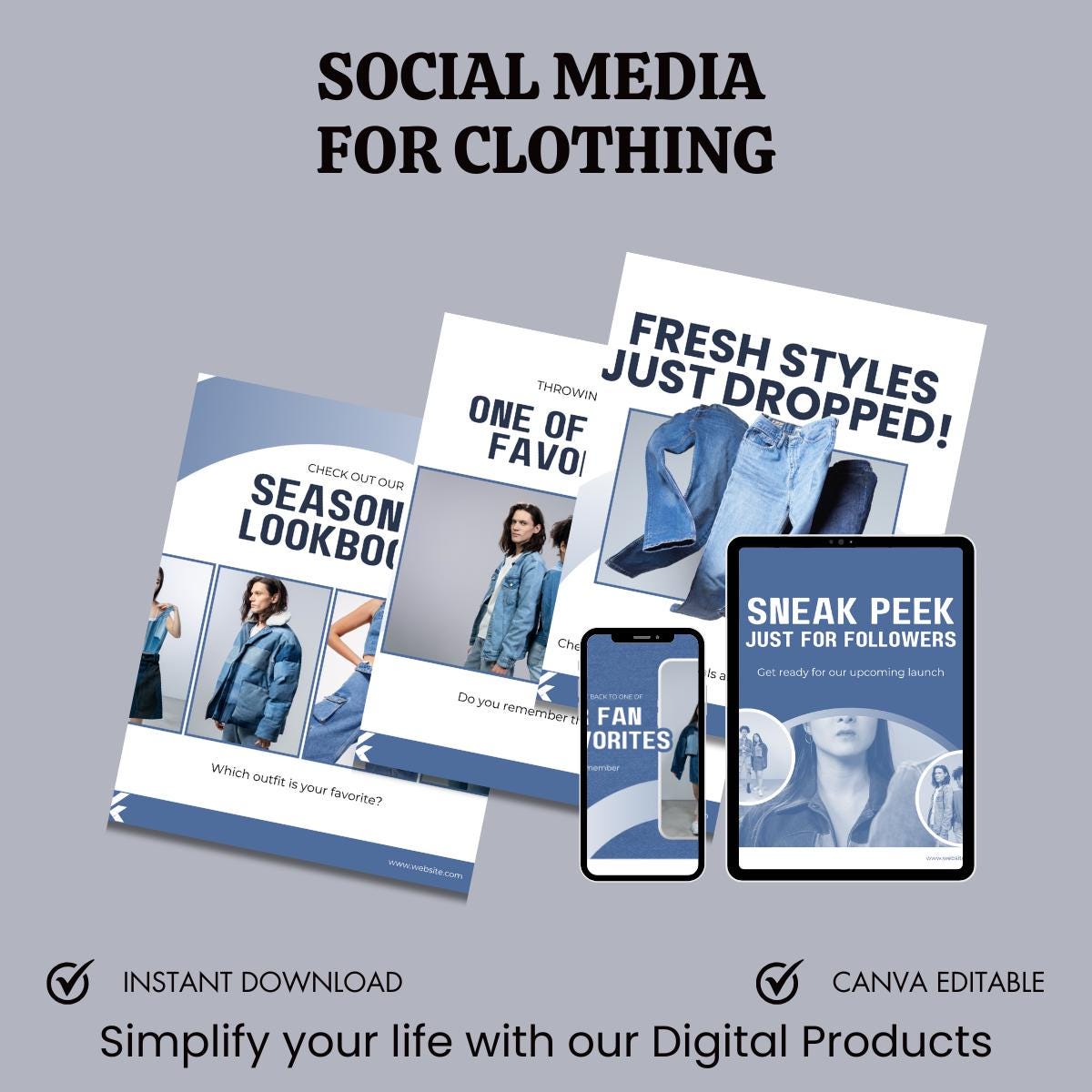Social Media Posts for Clothing Brands, Instagram Posts Canva Templates ...