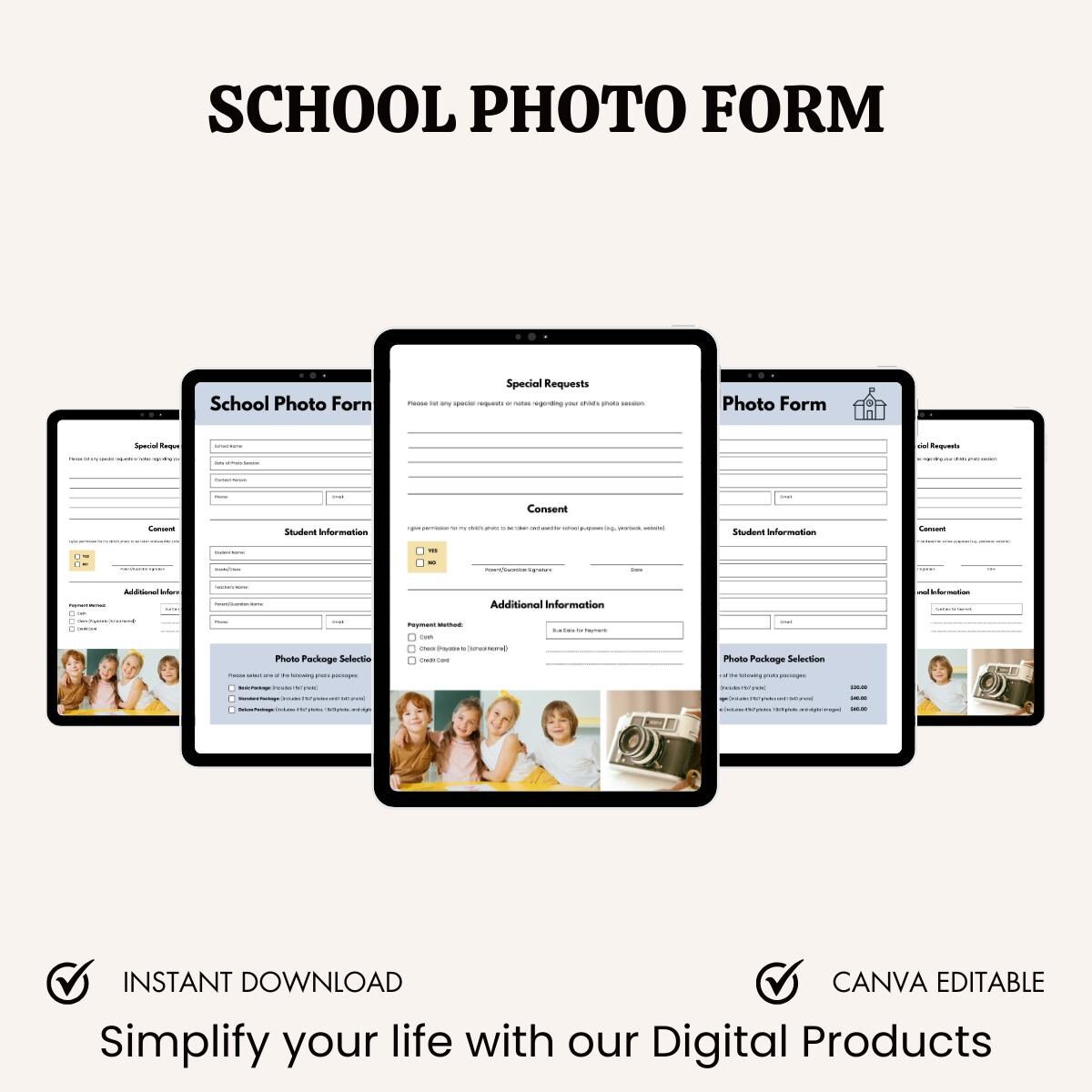 School Photo Form Canva Template, Photo Order Form, School Forms ...