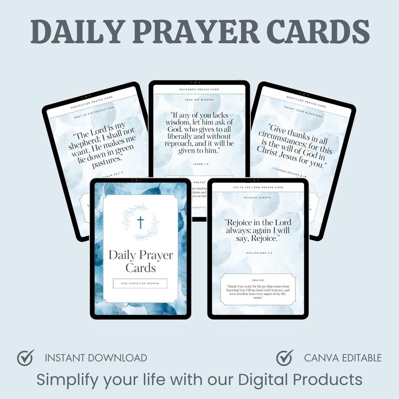 Daily Prayer Cards Canva Template, Christian Cards, Catholic Prayer ...