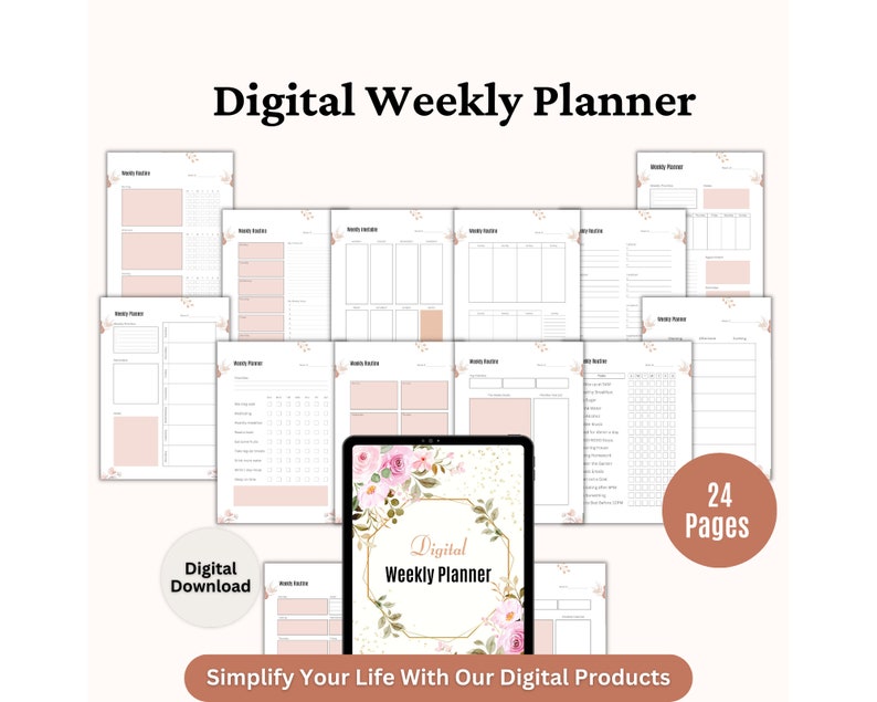 Digital Weekly Planner, Printable Weekly Schedule, Appointment Planner ...