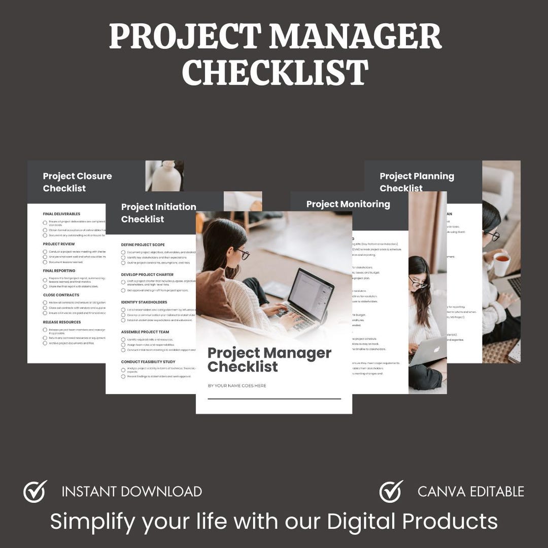 Project Manager Checklist: Canva Template, Project Planning (digital ...