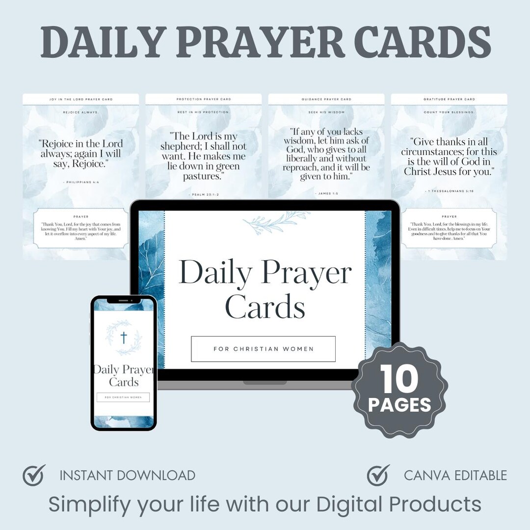 Daily Prayer Cards Canva Template, Christian Cards, Catholic Prayer ...