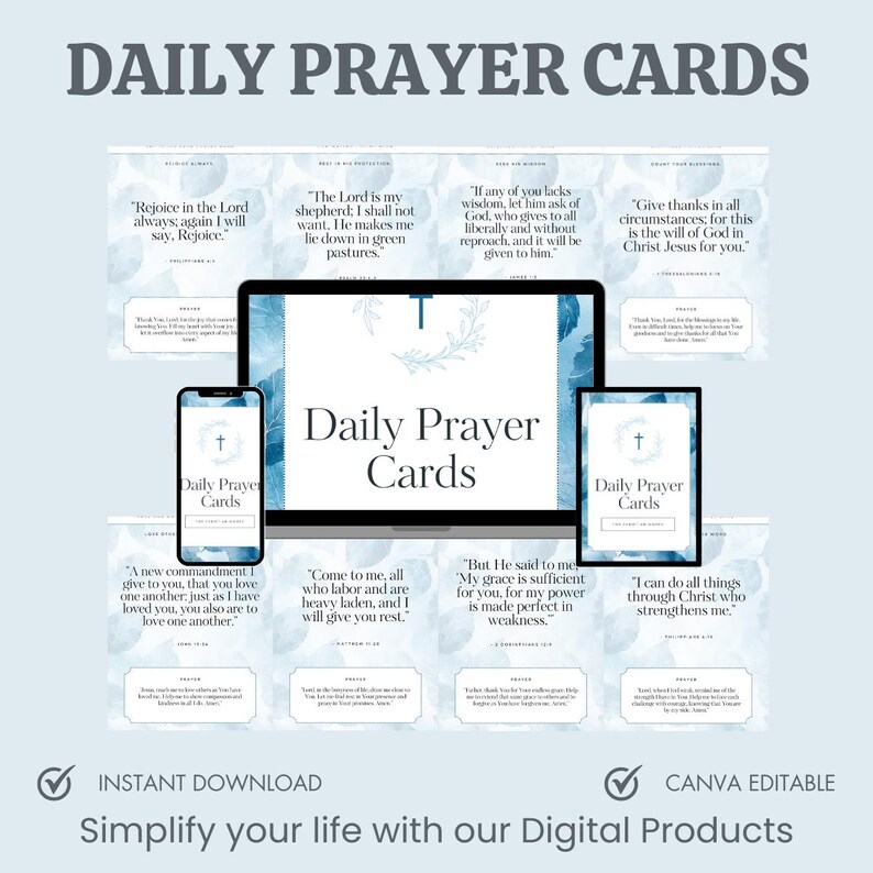 Daily Prayer Cards Canva Template, Christian Cards, Catholic Prayer ...