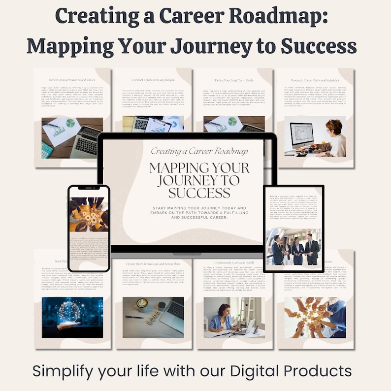 Career Success Roadmap, Career Plan Canva Template, Goal Setting ...