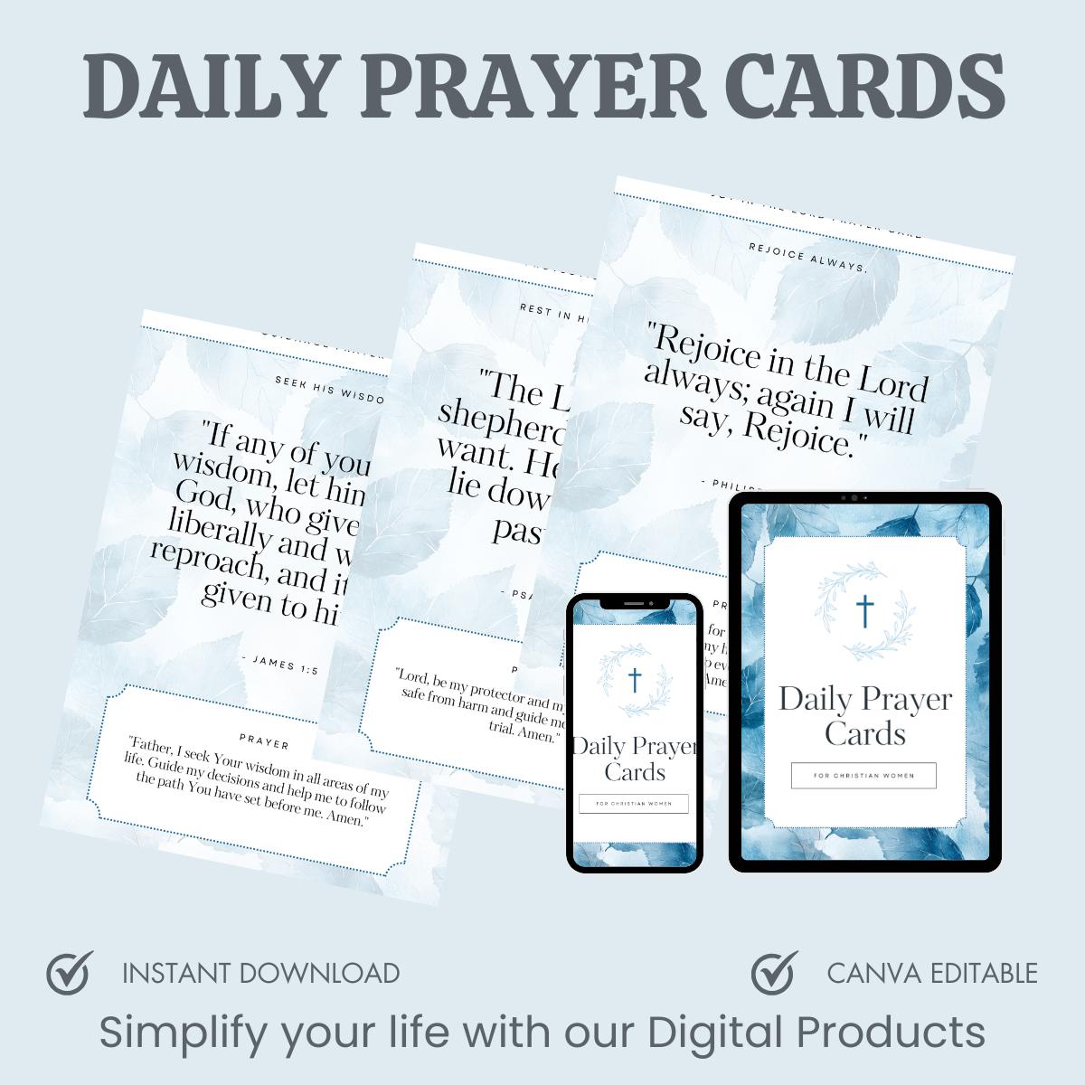 Daily Prayer Cards Canva Template, Christian Cards, Catholic Prayer ...