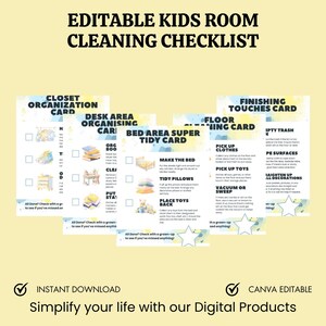 Editable Kids Room Checklist, Floor Cleaning Card, Kids Chore Chart ...