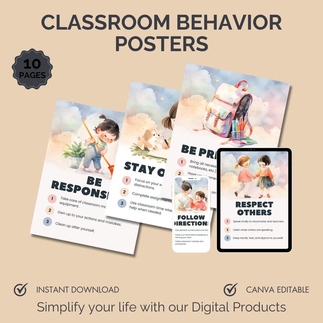 Classroom Behavior Poster Canva Template, Educational Poster, Coping ...