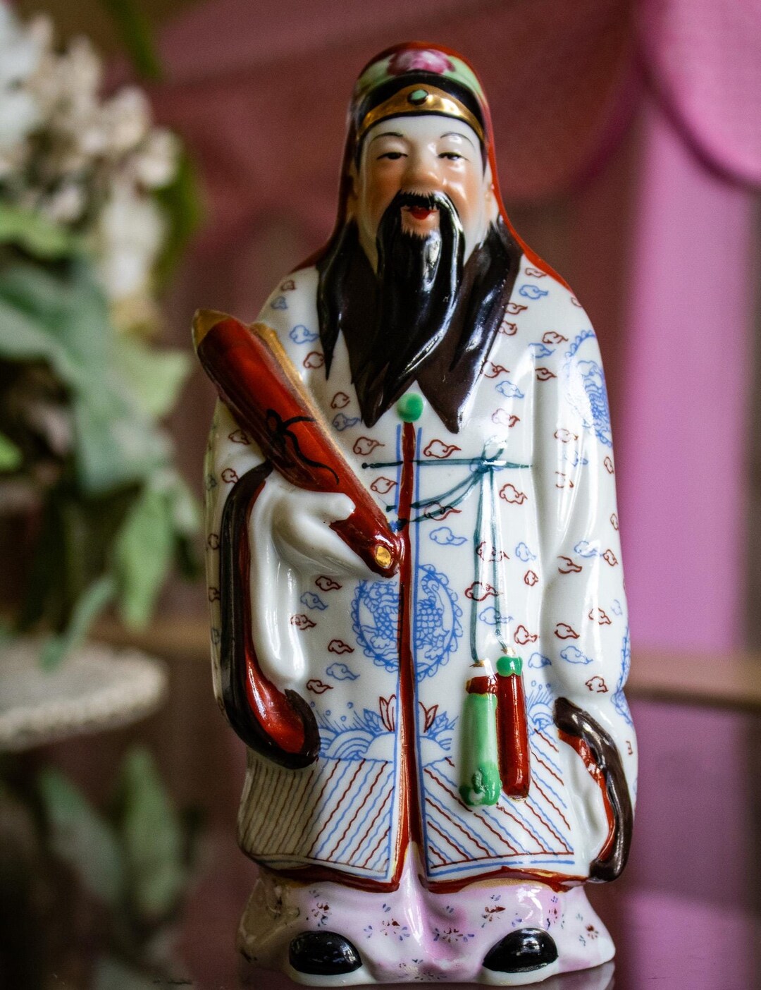 Vintage Chinese Wise Man Statue Hand-painted Porcelain - Etsy