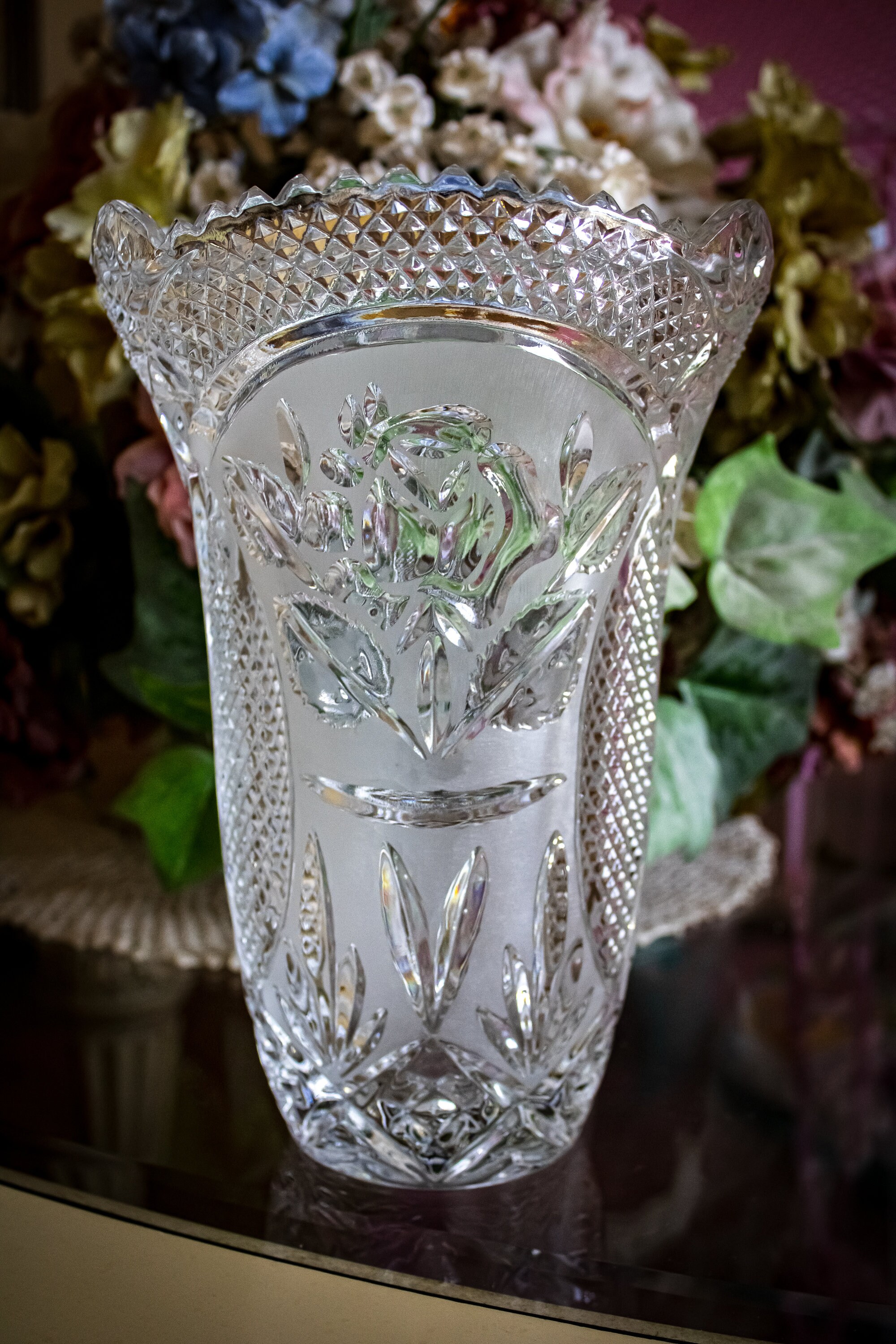 Vintage Large Irena Cut 24% Lead Crystal Vase - Etsy Vintage Large Irena Cut 24% Lead Crystal Vase - Etsy