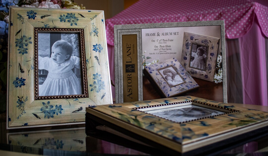 Astor Lane - Photo Frame and Album Set - Blue Floral Design - Etsy