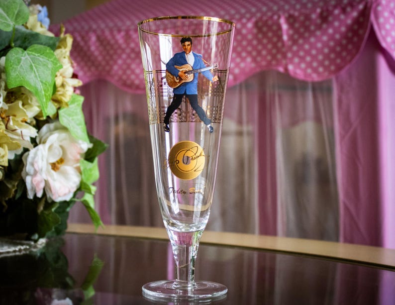 Elvis Presley Gold-trimmed “teddy Bear” Collectible Pilsner Glass ...