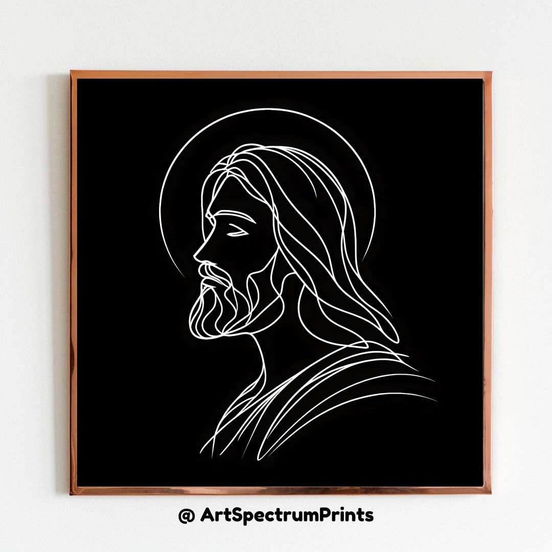 Black Jesus Painting, Jesus One Line Artwork, Bible Wall Art, Jesus of ...