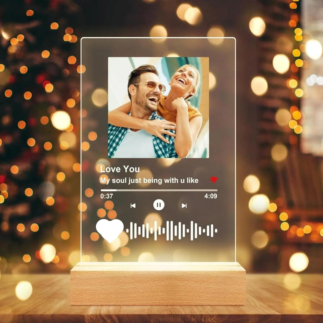 Personalised Music Song Plaque With Wood Base Customized Acrylic Song ...