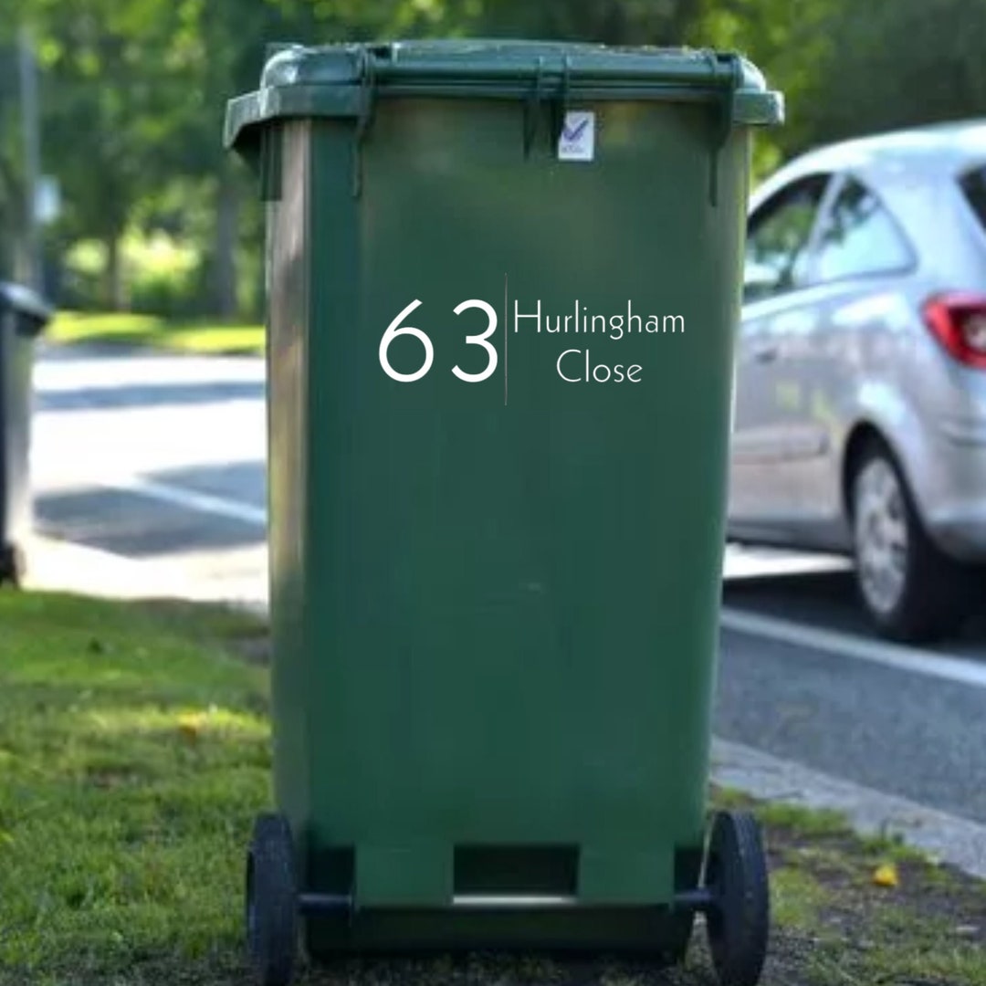 Wheelie Bin Custom Stickers, House Number & Address, Vinyl Decals for ...