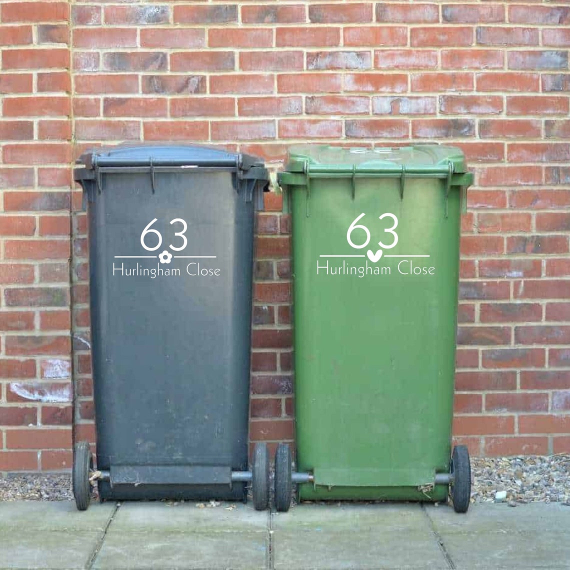 Wheelie Bin Custom Stickers, House Number & Address, Vinyl Decals for ...