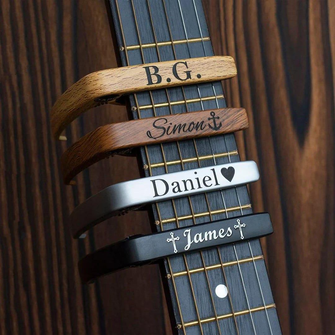Personalized Guitar Capo Wood Metal Guitarist Gift Custom Classic ...