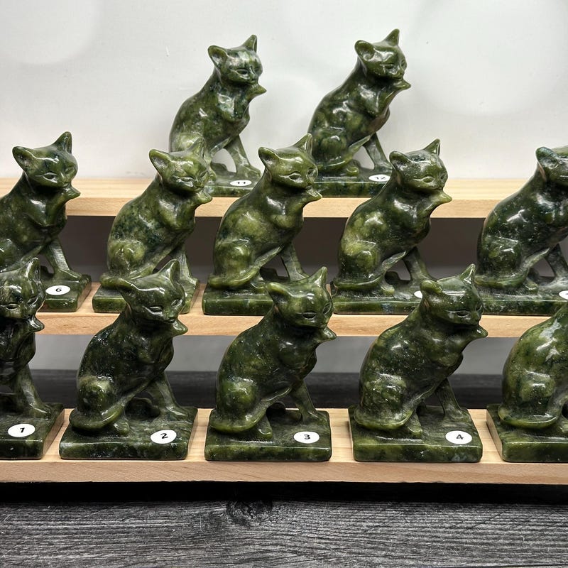 Green Jade Crystal Cat - Etsy
