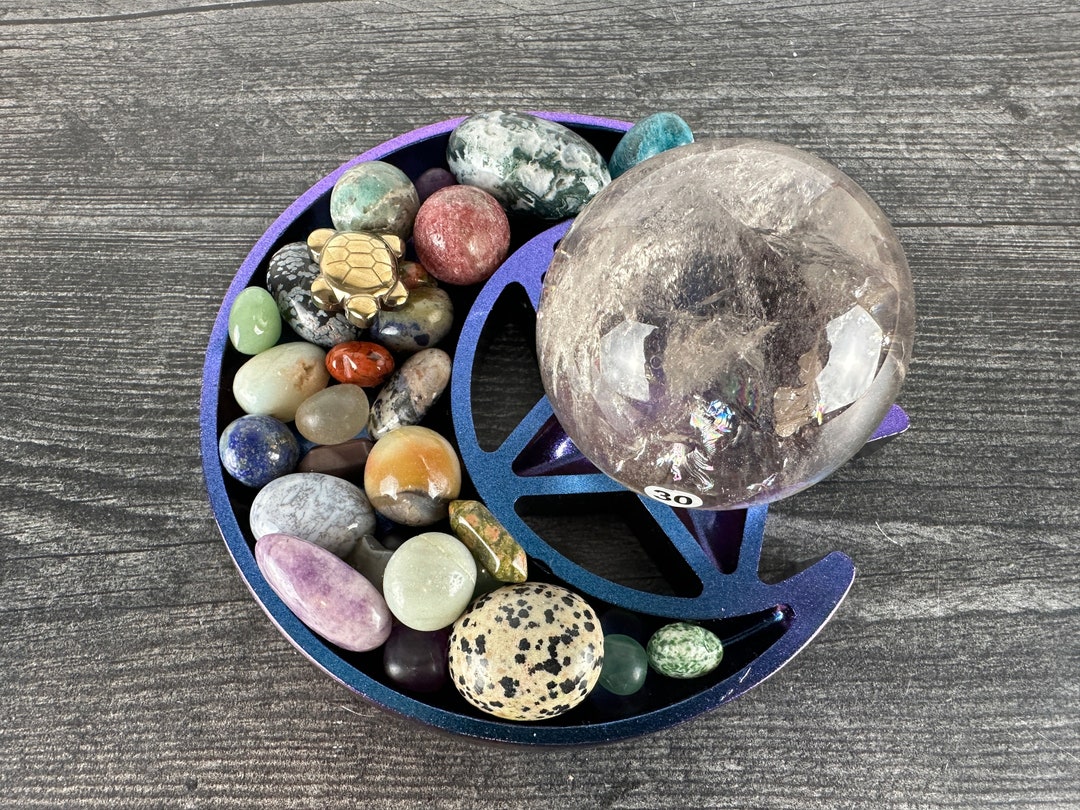 Moon & Star 6 Crystal Display Tray Plate and Sphere Stand - Etsy